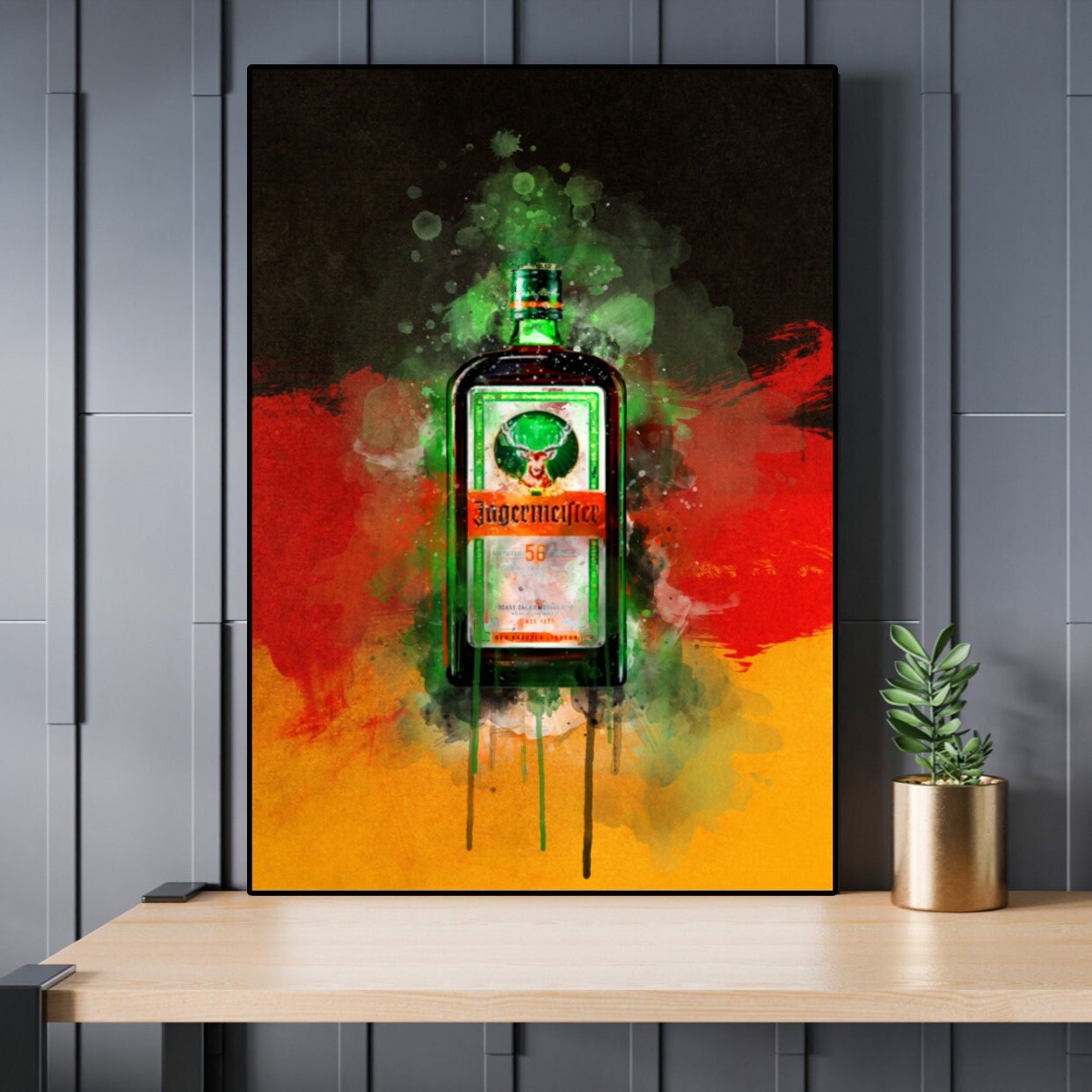 Jagermeister Bottle Design Print, Jager, Alcohol, Deutschland Flag ...