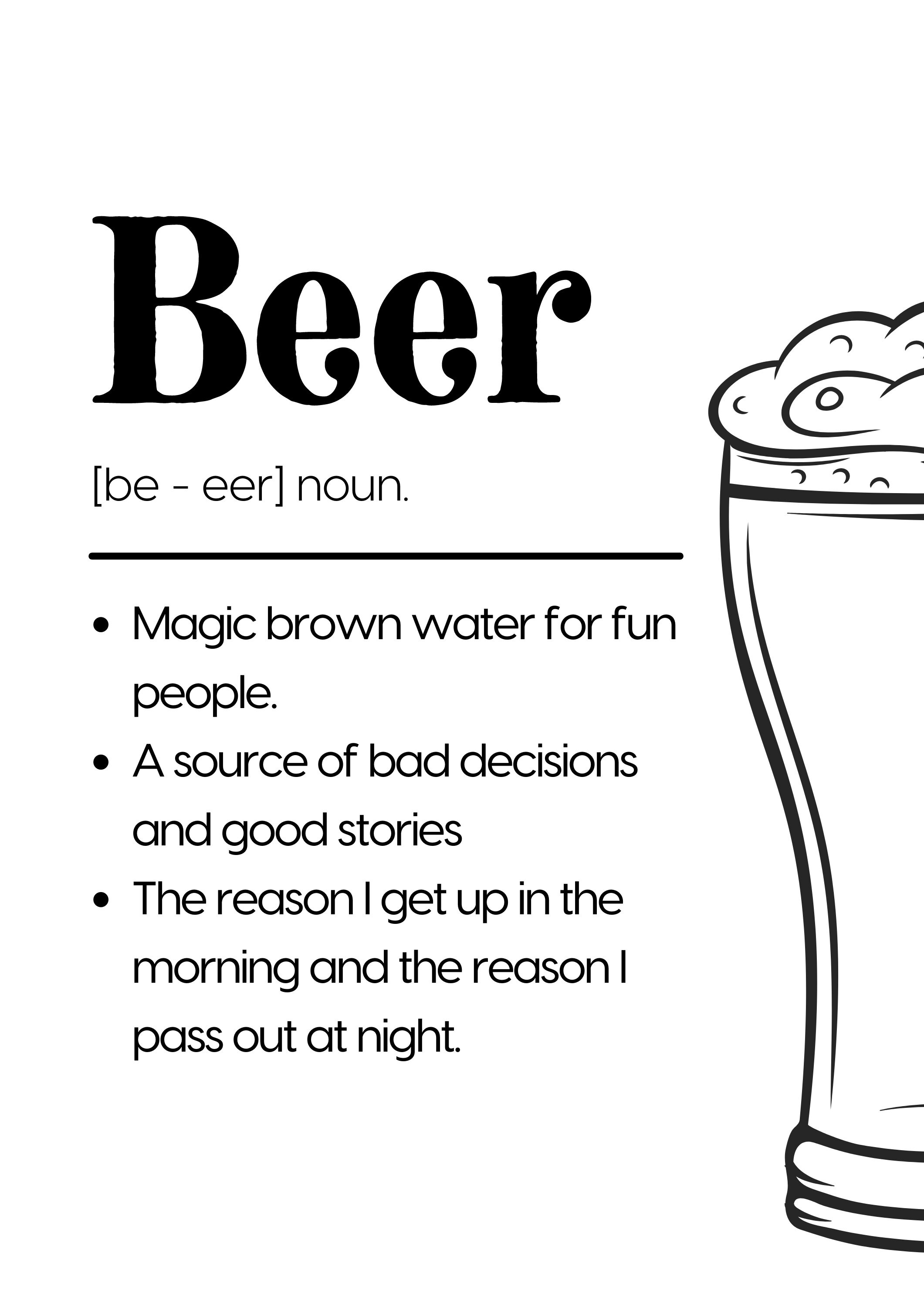 INSTANT DOWNLOAD Beer Noun Wall Sign, Digital Print, Heineken, Snow ...