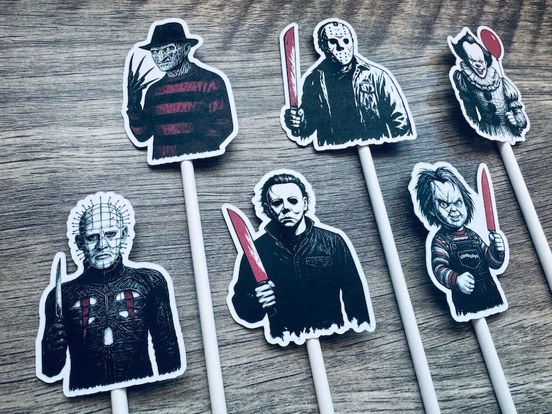 Horror Movie Characters Cupcake Toppers for Halloween, Birthday, or ...