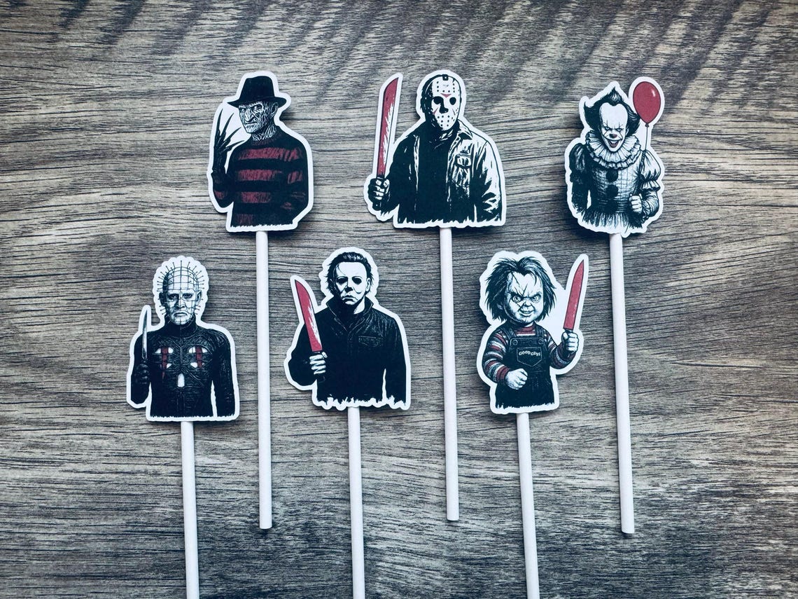 Horror Movie Characters Cupcake Toppers for Halloween, Birthday, or ...