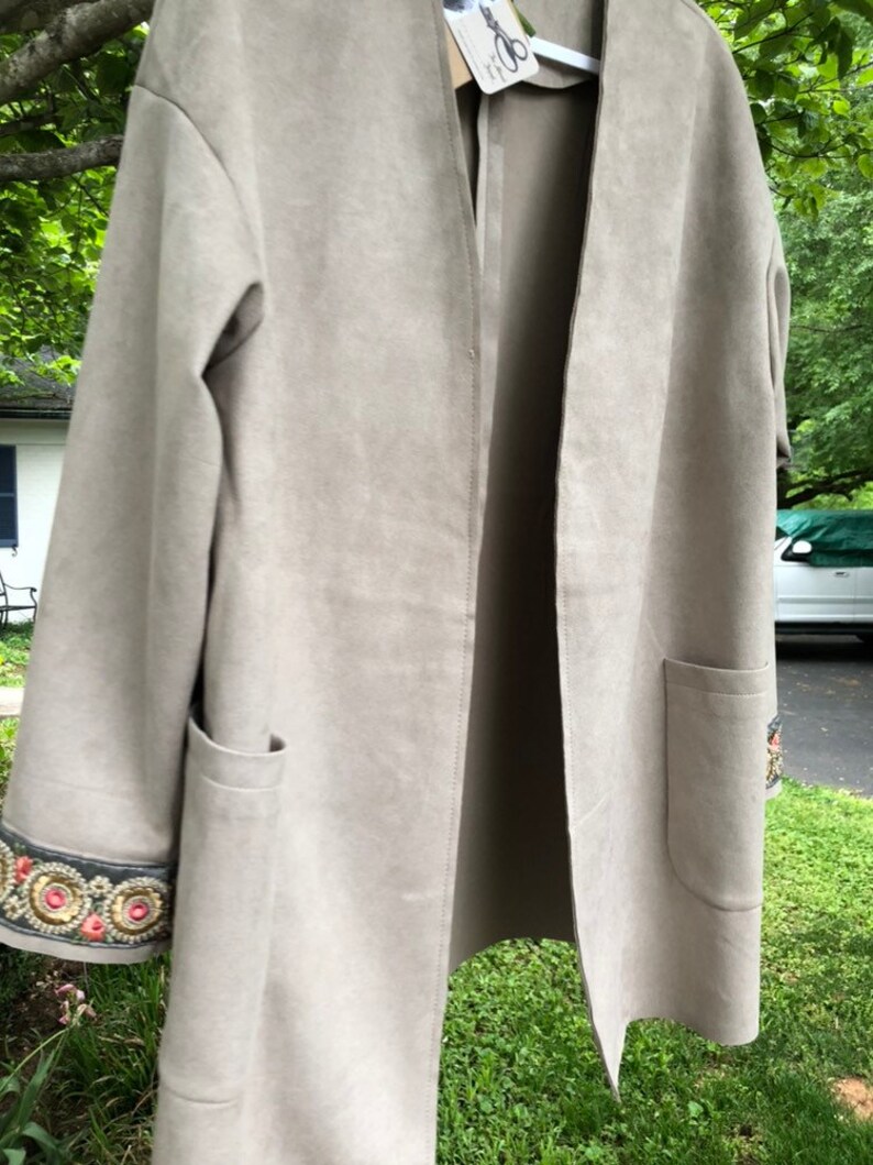 Ultrasuede Long Jacket With Embellished Sleeves - Etsy