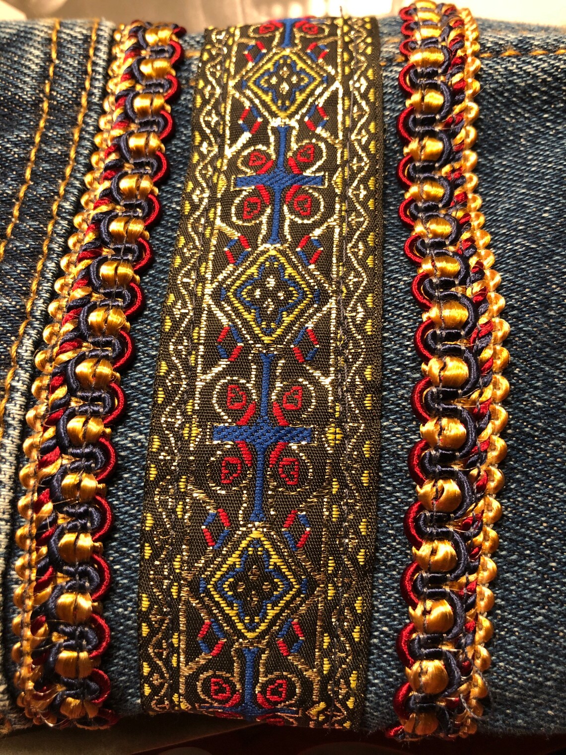 Upcycled Denim Jacket With Added Custom Fabric and Trim - Etsy