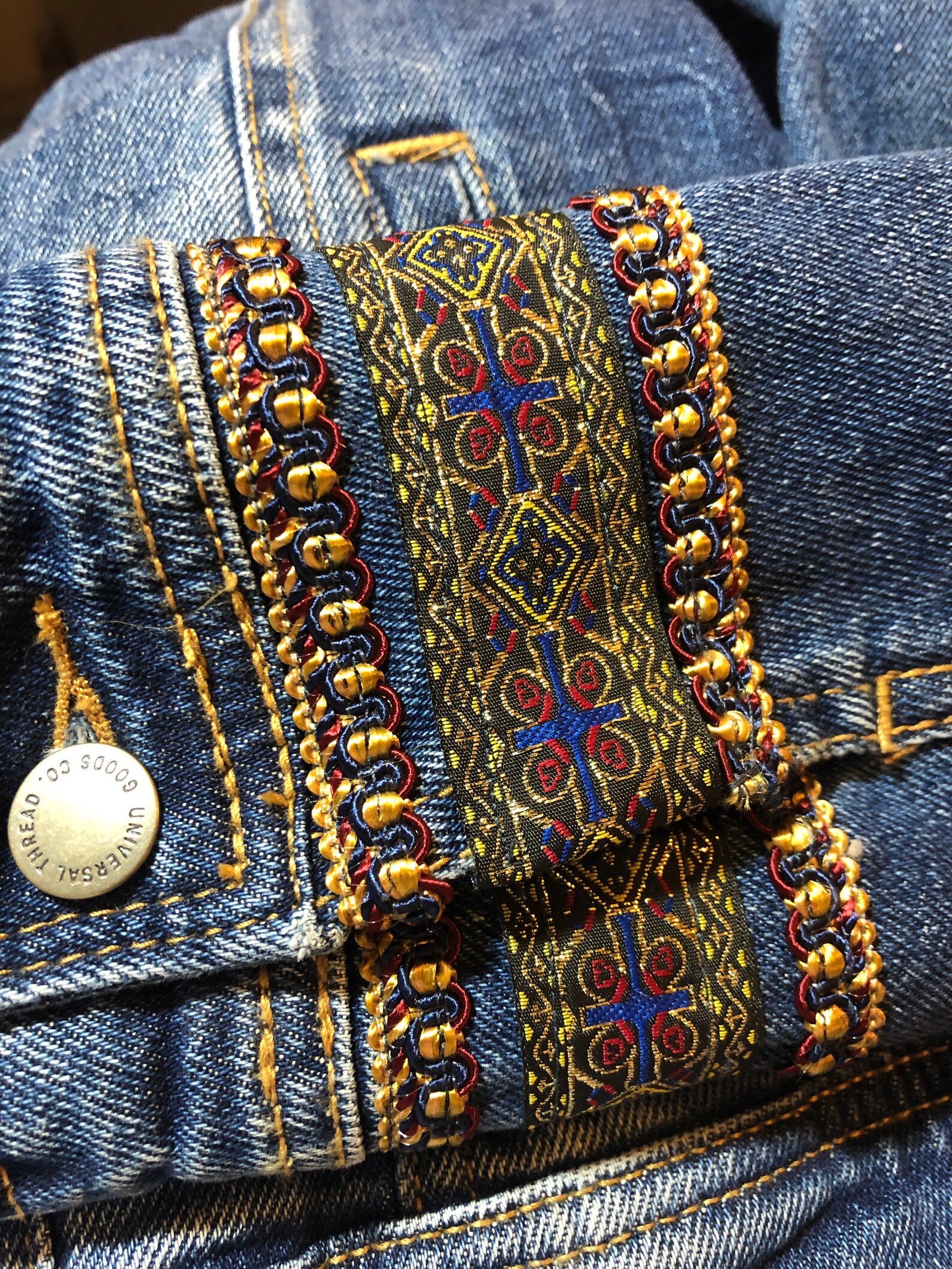 Upcycled Denim Jacket With Added Custom Fabric and Trim - Etsy