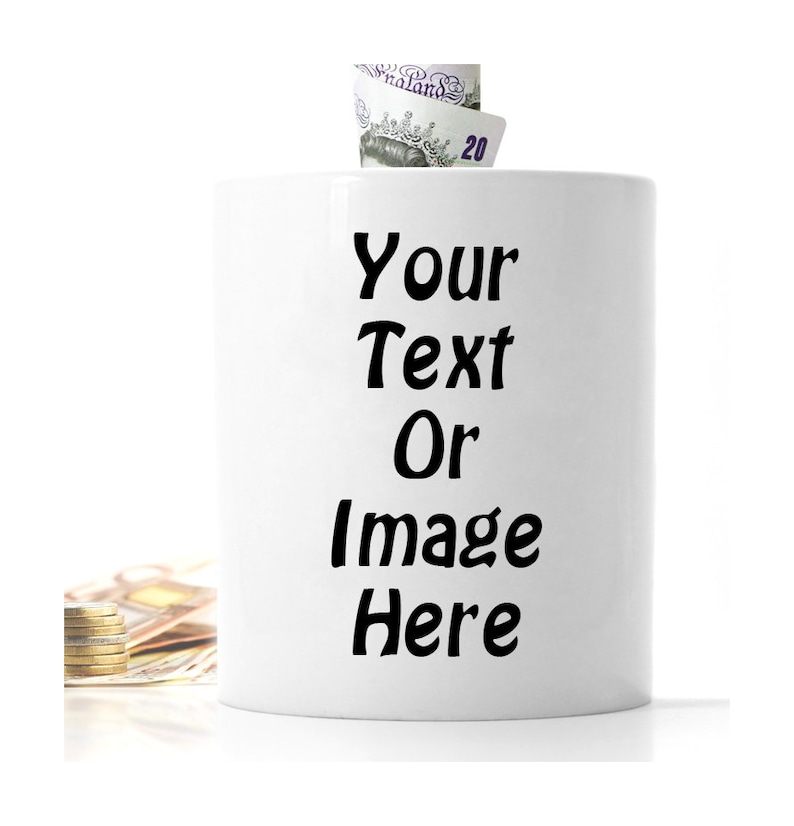Personalised Money Box or Piggy Bank. Text Image or Logo on - Etsy UK