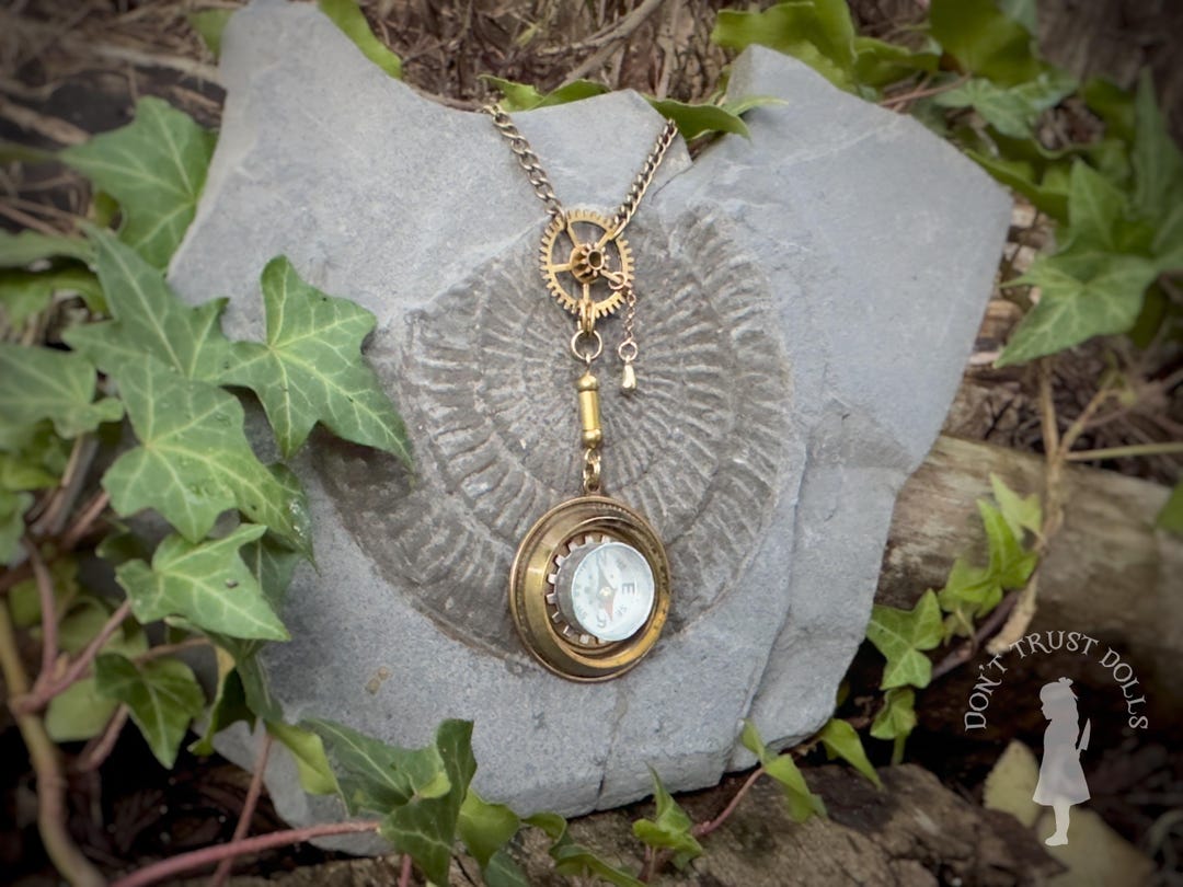 The Wayfinder’s Relic • Brass Compass Pendant • Antique Brass Steampunk ...