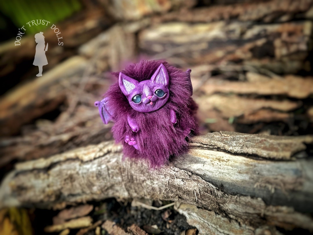 Plum Cat Bat Little Cat Bat Art Doll Cute Art, Handmade Doll, Handmade ...