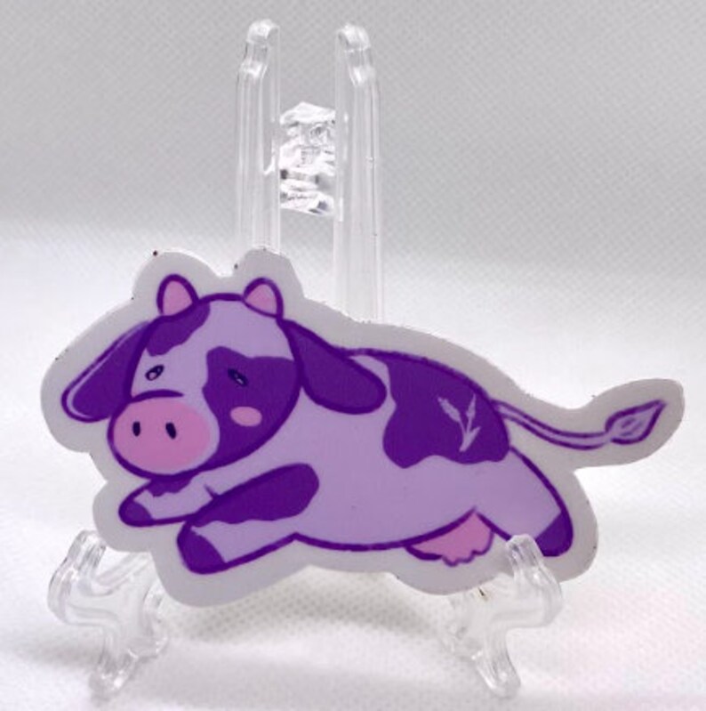2" Purple Lilac Flower Cow STICKER, Cute Kawaii Decoration Perfect Gift ...
