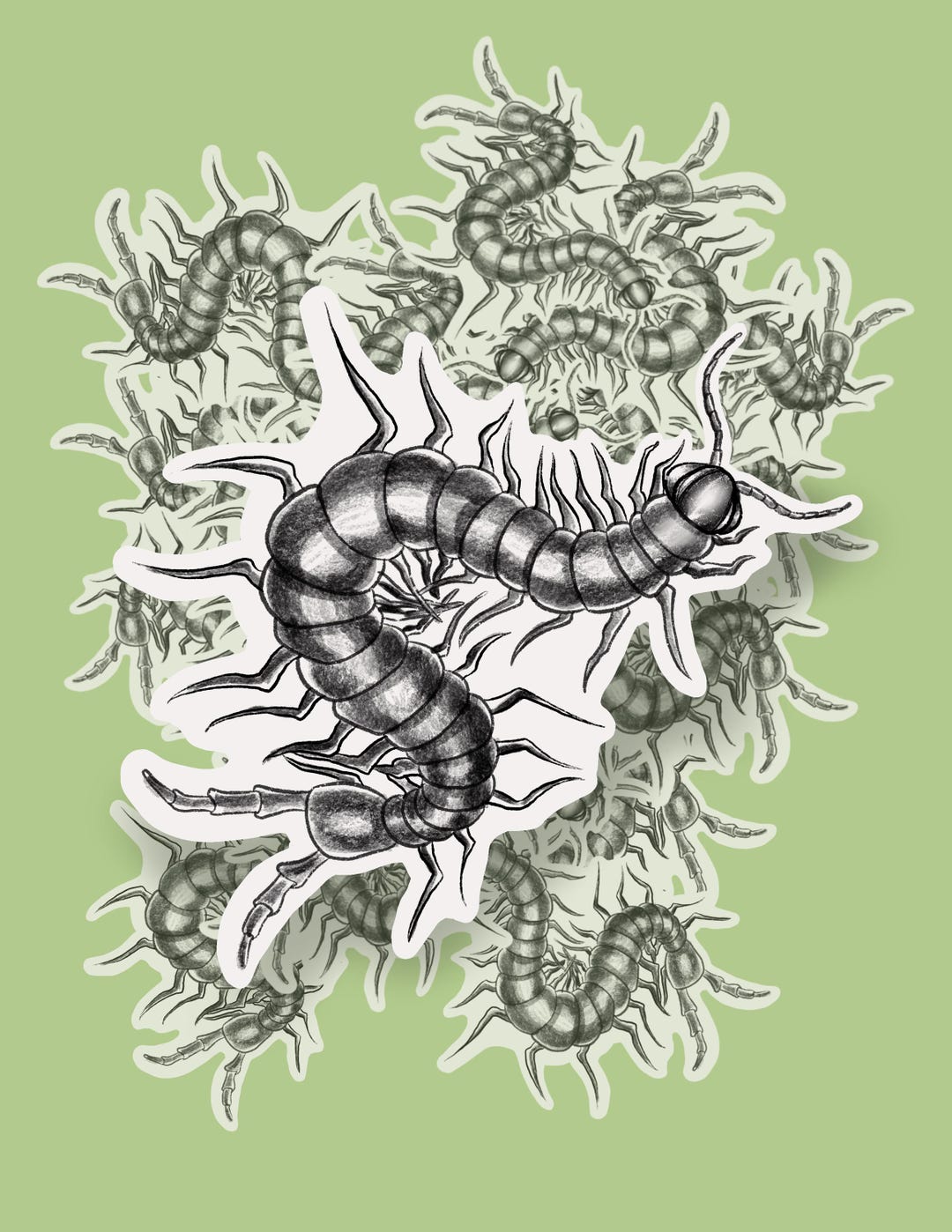 Gothic Centipede Sticker – Dark Art Vinyl Decal for Laptops, Journals, Water Bottles, and More ...
