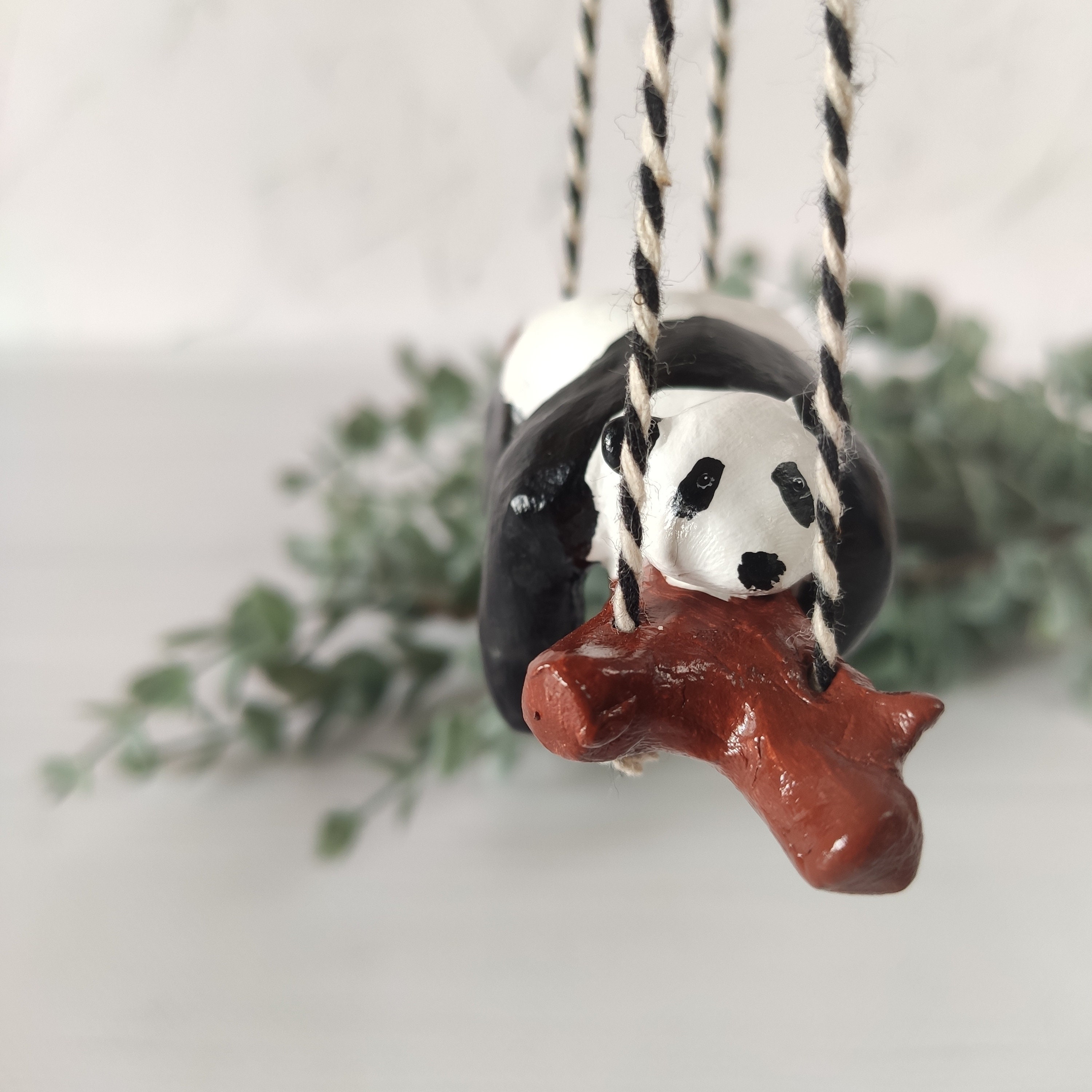 Craft Supplies & Tools Panda Bear in crystals Rear view mirror Hanging ...