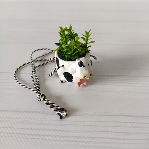 Cow Rear View Mirror Mini Planter Small Pot With Faux Plant for Car ...