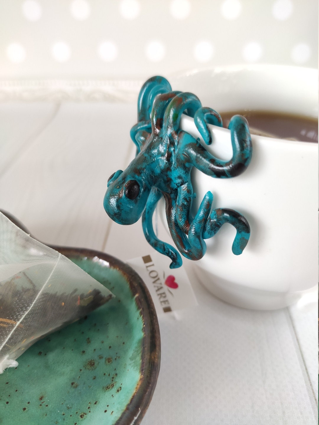 Octopus Tea Bag Holder Polymer Clay Cup Decor Kraken Decor Octopus ...