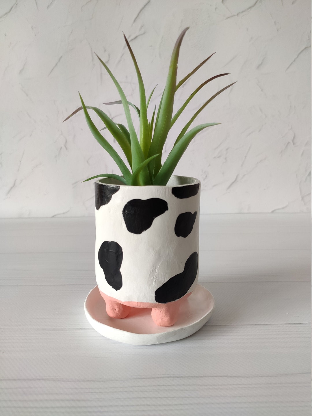 Cow Pot With Saucer Unique Pots for Plants Cow Print Pot With Legs for ...