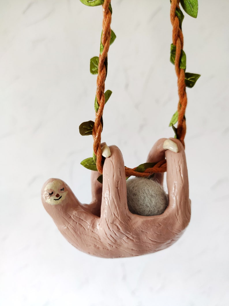 Sloth Hanging Car Air Freshener Essential Oil Car Clay Diffuser With ...