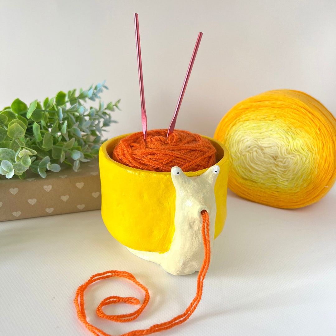Small Snail Crochet Yarn Bowl Handmade Clay Knitting Bowl for Yarn Cute ...
