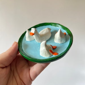 Geese Jewelry Dish Handmade Swimming Goose Ring Dish Holder Farm Animal ...