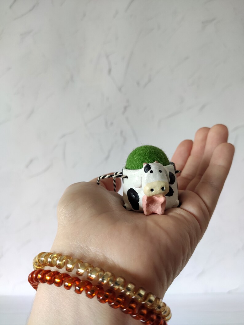 Cow Hanging Car Air Freshener Essential Oil Car Clay Diffuser With Wool ...