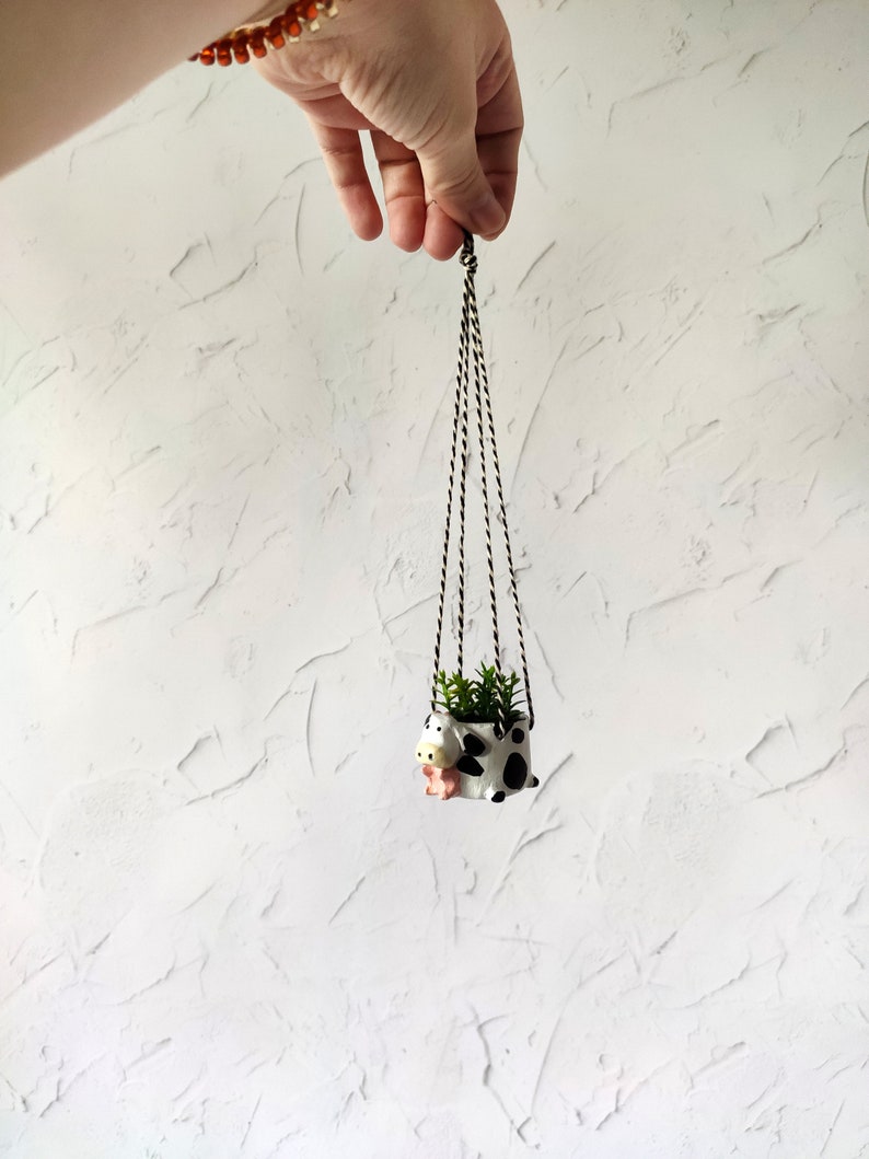 Cow Rear View Mirror Mini Planter Small Pot With Faux Plant - Etsy