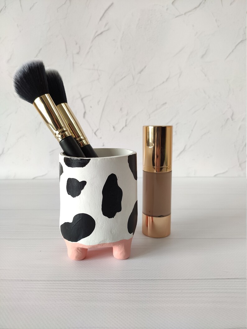 Cow Pot With Saucer Unique Pots for Plants Cow Print Pot With - Etsy