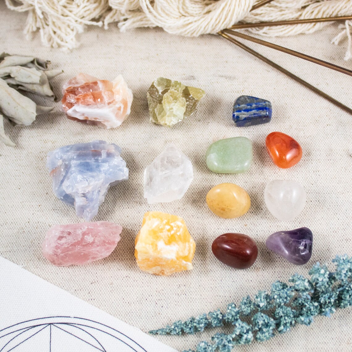 Chakra Set and Raw Crystals - Healing Crystals Sampler Pack - Chakra ...