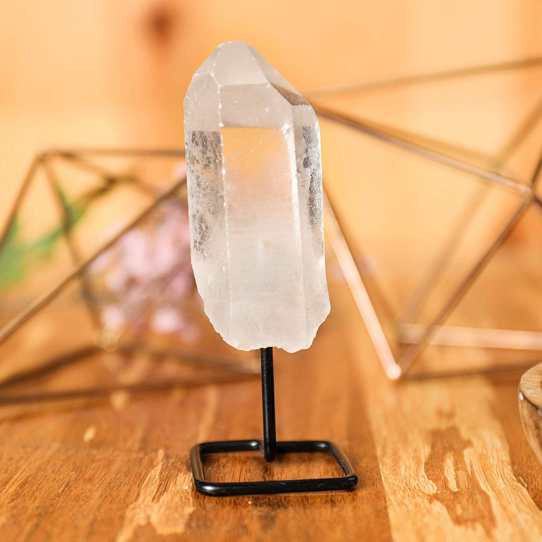 Clear Quartz Crystal Point on Metal Stand - Etsy