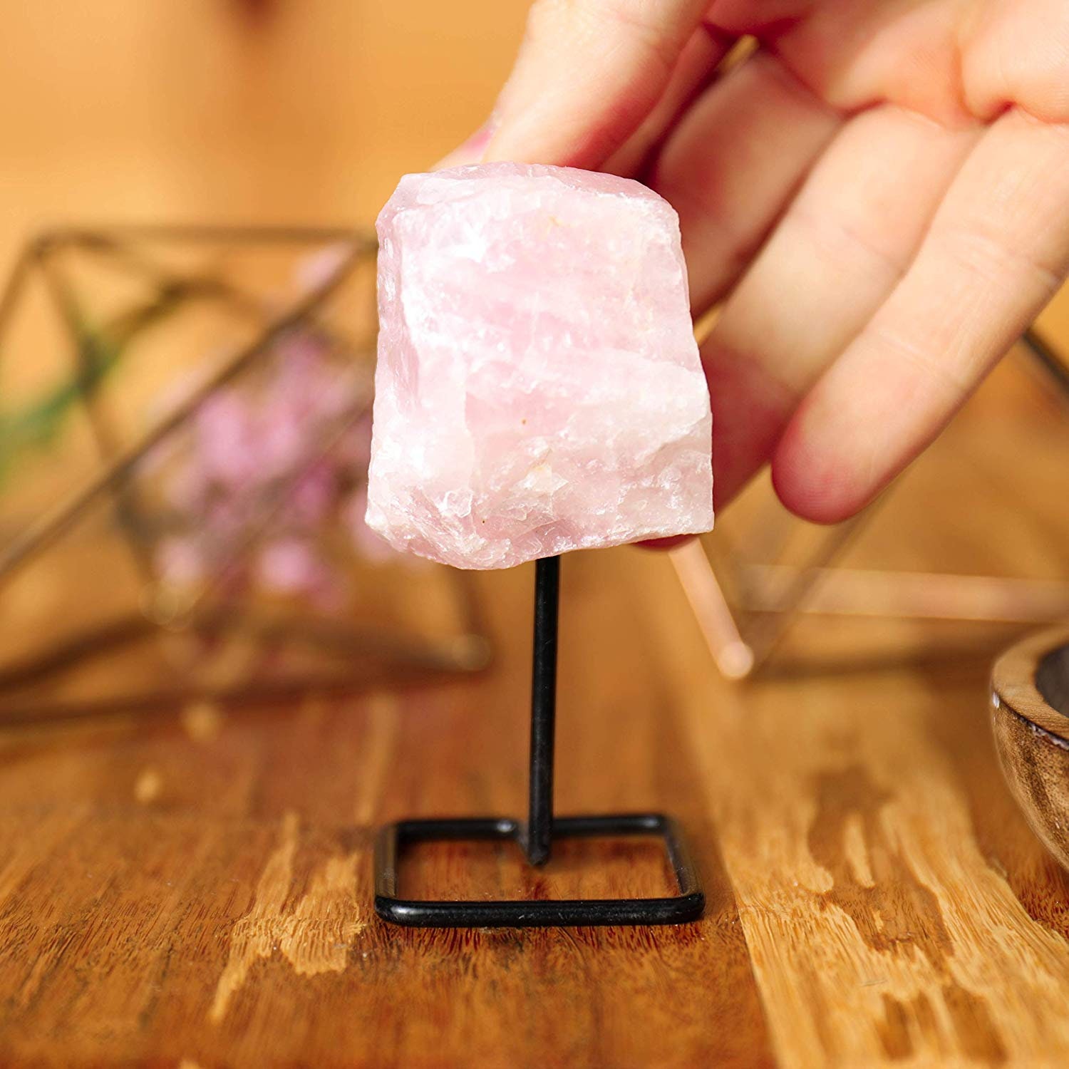 Rose Quartz Crystal on Metal Stand - Etsy