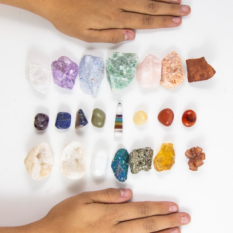 Crystal Set Kit Tumbled Chakra Stones Raw Crystals Geode | Etsy