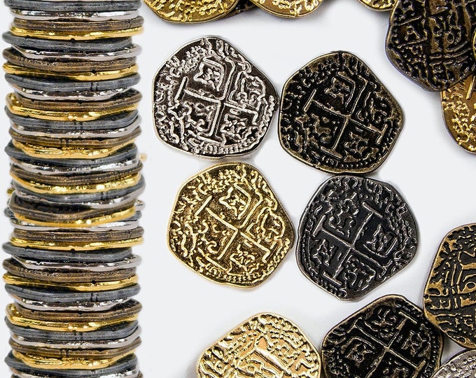 Metal Coins, Pirate Treasure, Play Money Gold Silver and Copper 22mm - Etsy