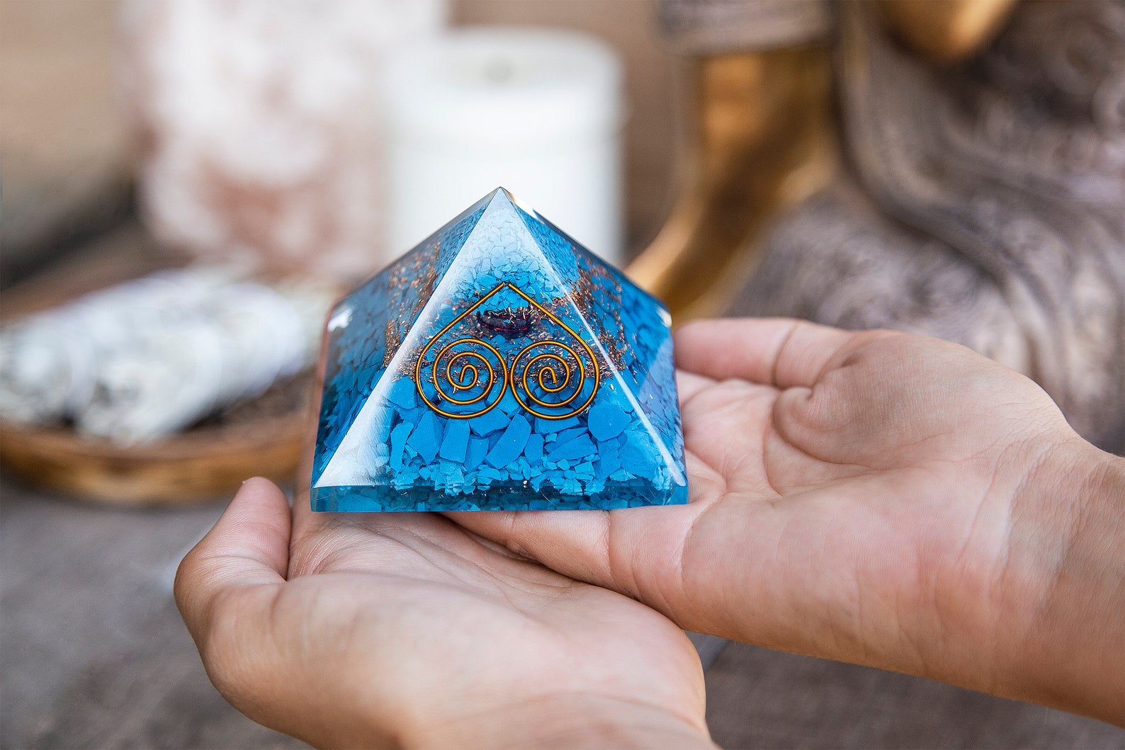 Orgone Pyramid With Turquoise Color Healing Crystals Charged | Etsy