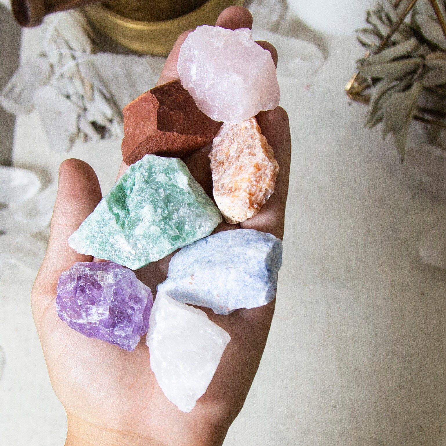 Crystal Set Kit Tumbled Chakra Stones Raw Crystals Geode | Etsy