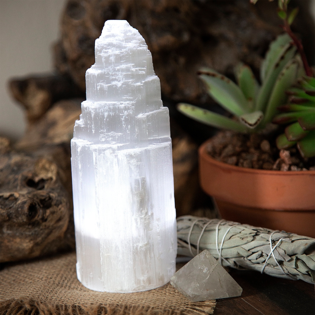 Selenite Lamp - Selenite Crystal Lamp - Selenite Crystal Tower Home ...