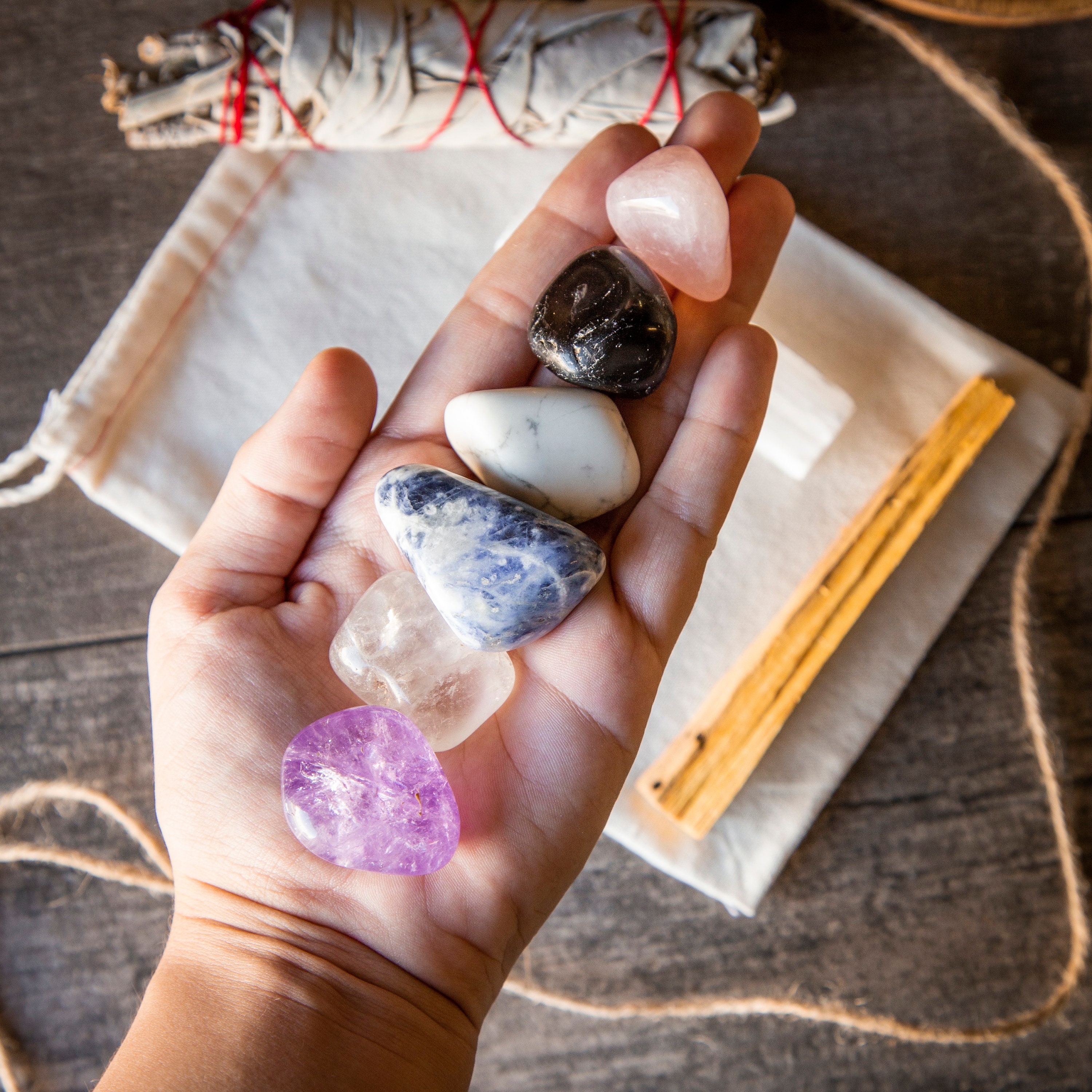Rest & Relaxation Healing Crystals Kit - Healing Stones Set - 6 Tumbled ...