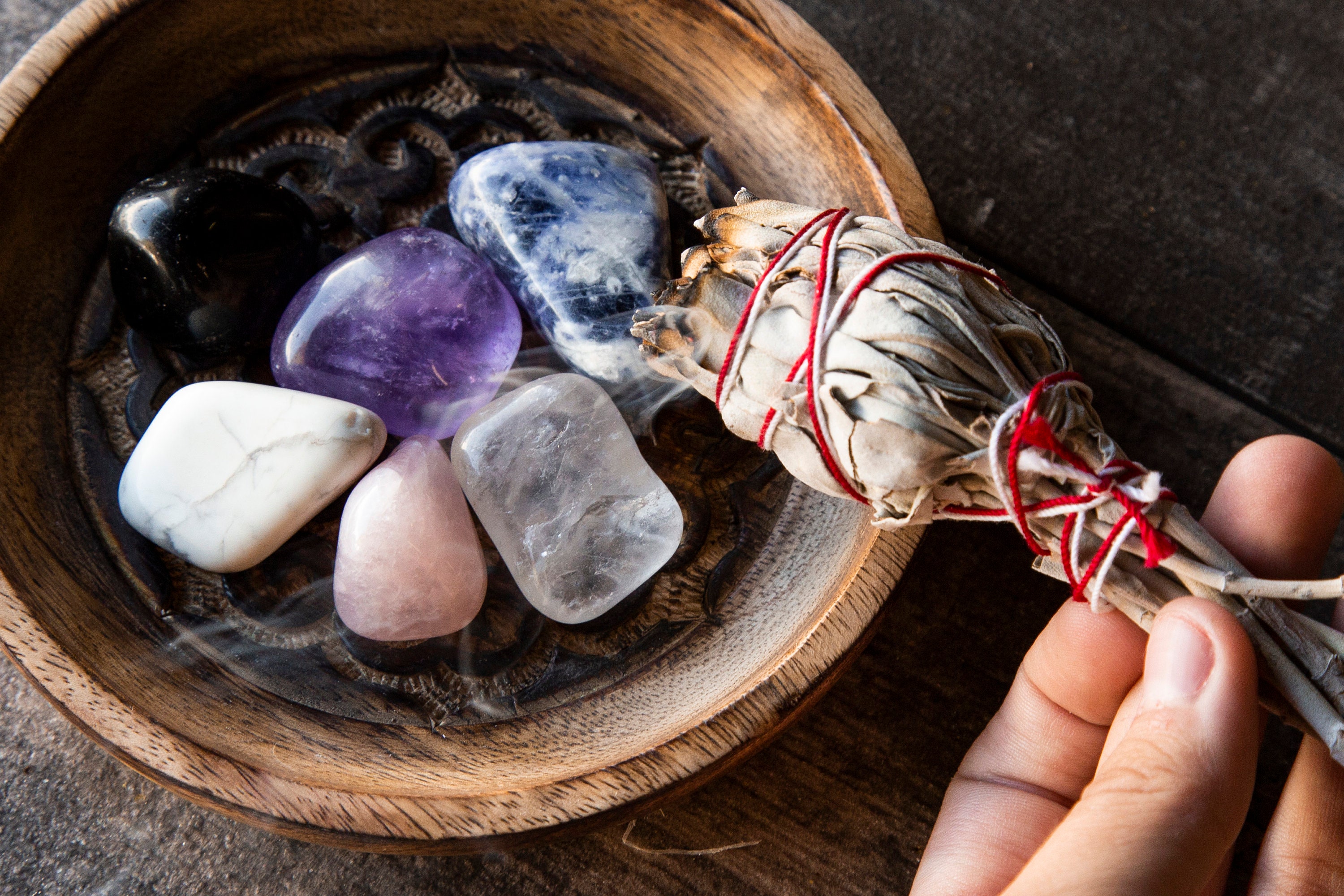 Rest & Relaxation Healing Crystals Kit - Healing Stones Set - 6 Tumbled ...