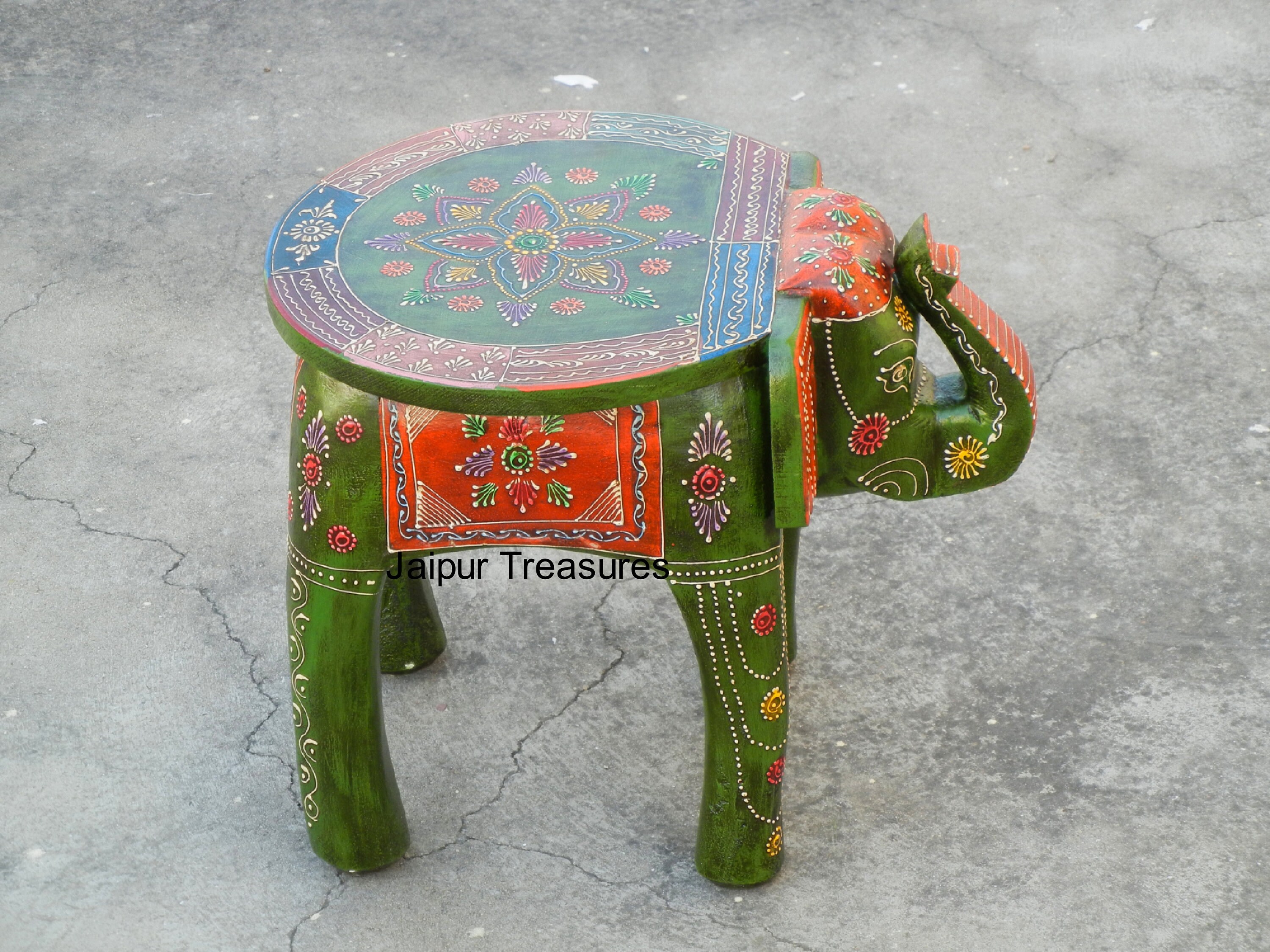 Wooden Elephant Stool, Side Table, End Table, Footstool, Ottoman ...