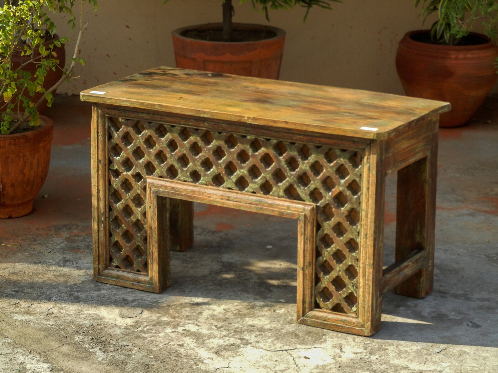 Wooden Distressed Coffee Table Rustic Bench Hand Carved - Etsy