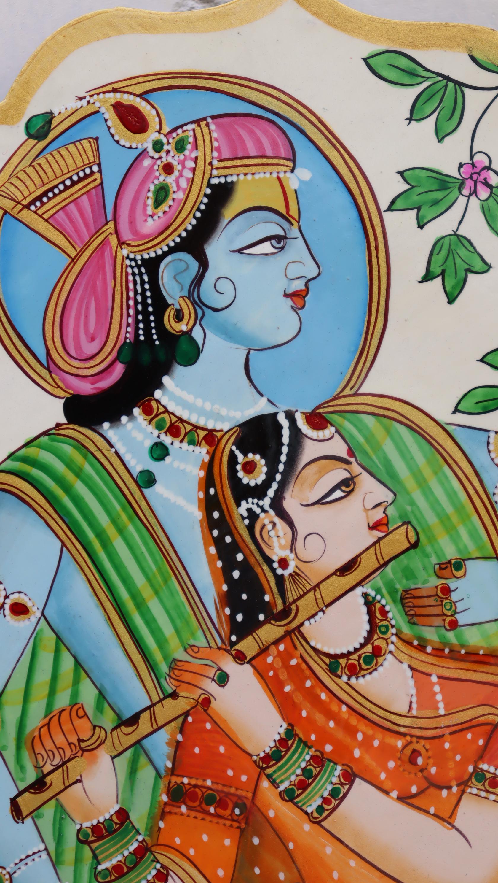Wooden Krishna Wall Plates Set of 2, Handmade Indian Pichwai Style ...