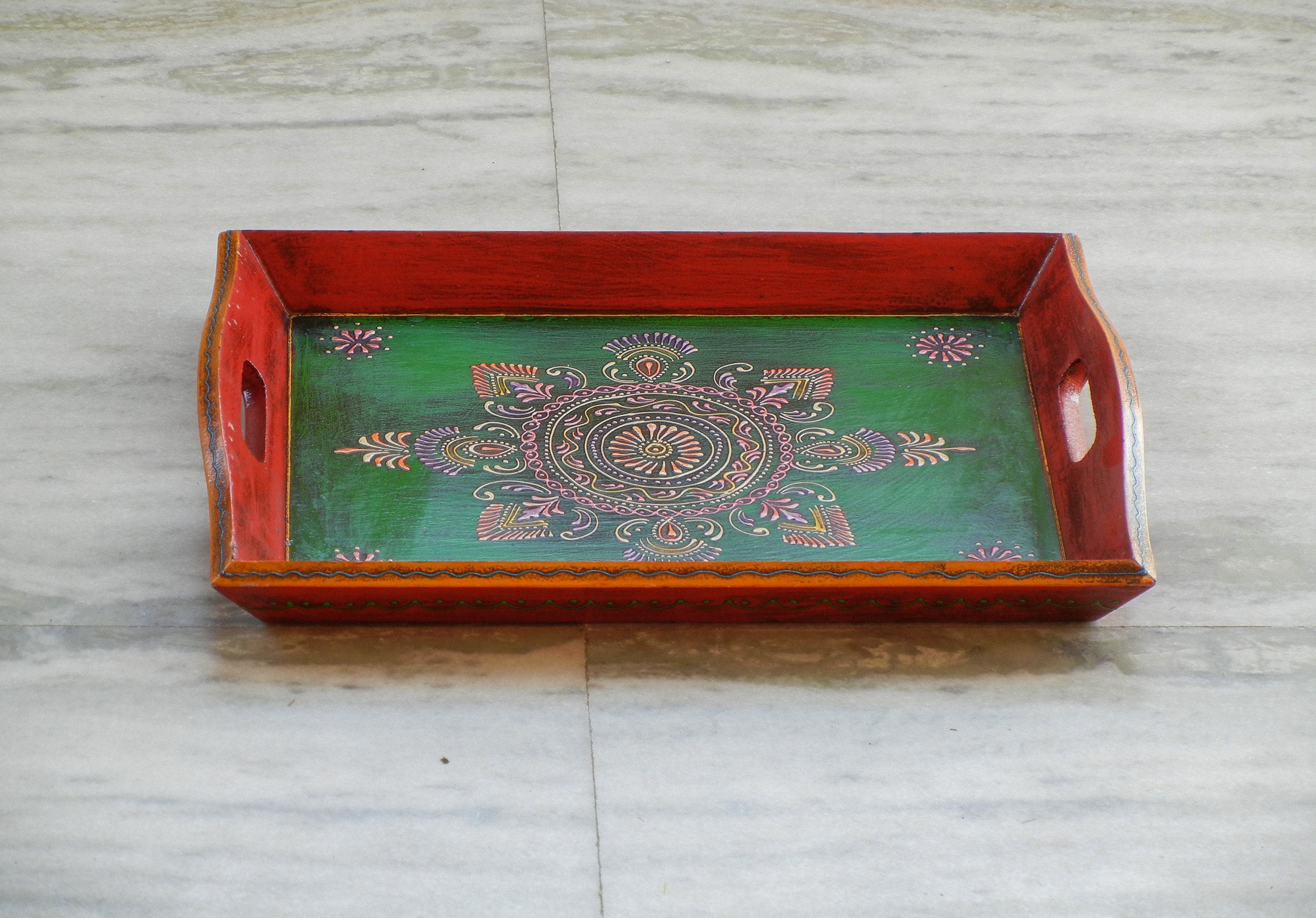 Wooden Decorative Tray, Painted Tray, Home Decor, Handmade Hand Painted ...