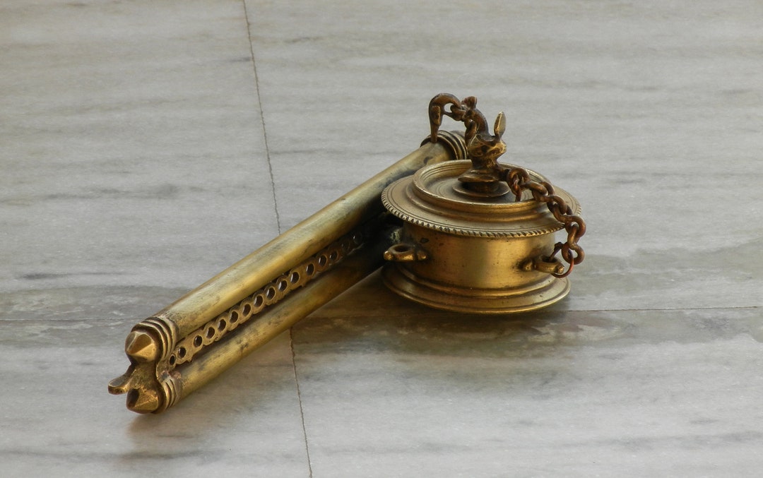 Vintage Brass Unique Solid Inkpot, Rich Patina, Rare Brass Inkpot ...