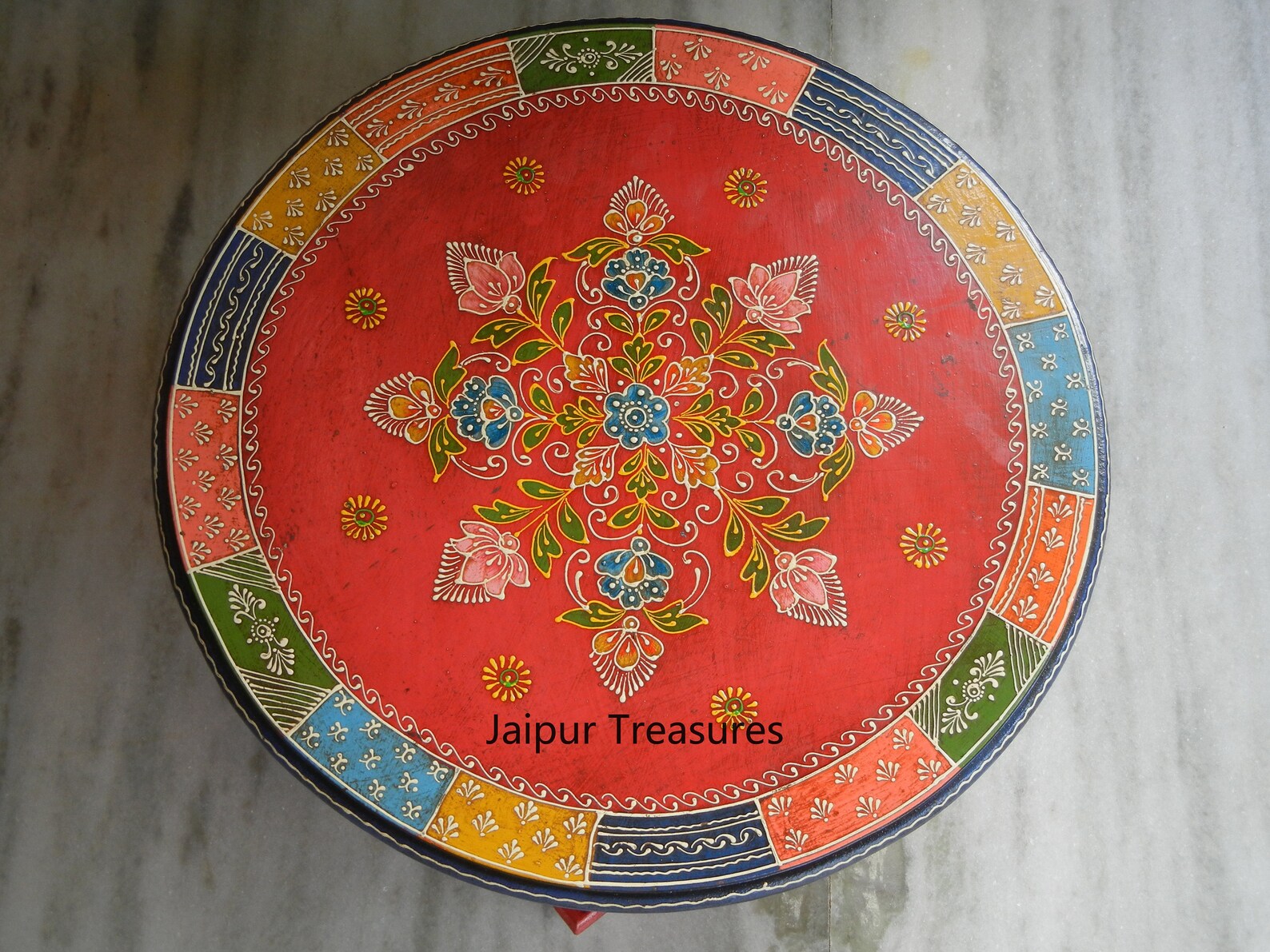 Wooden Indian Round Chowki Bajot Footstool Table Bed - Etsy