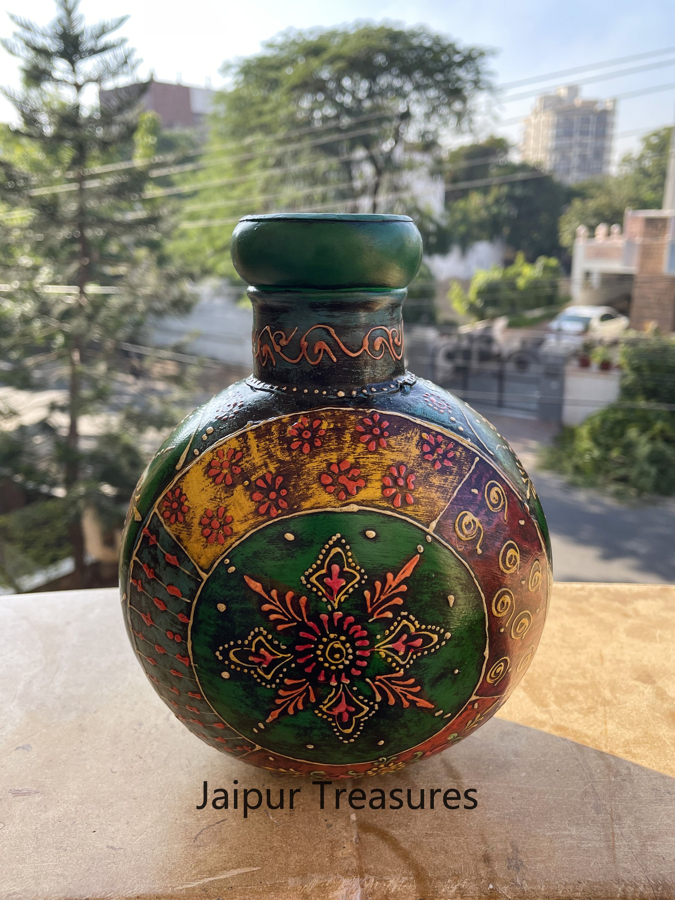 Metal Round Flower Pot Handi Vessel Flower Vase Indian - Etsy