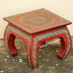 Wooden Indian Stool, Footstool, Ottoman, Pouffe, Bench Chair, Handmade ...
