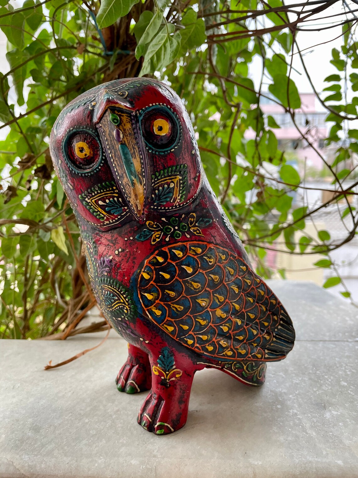 Wooden Owl Statue Figure Showpiece Home Decor Handmade | Etsy