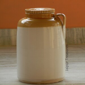 Ceramic Handmade Indian Pickle Jar, Achaar Barni, Container, Canister ...