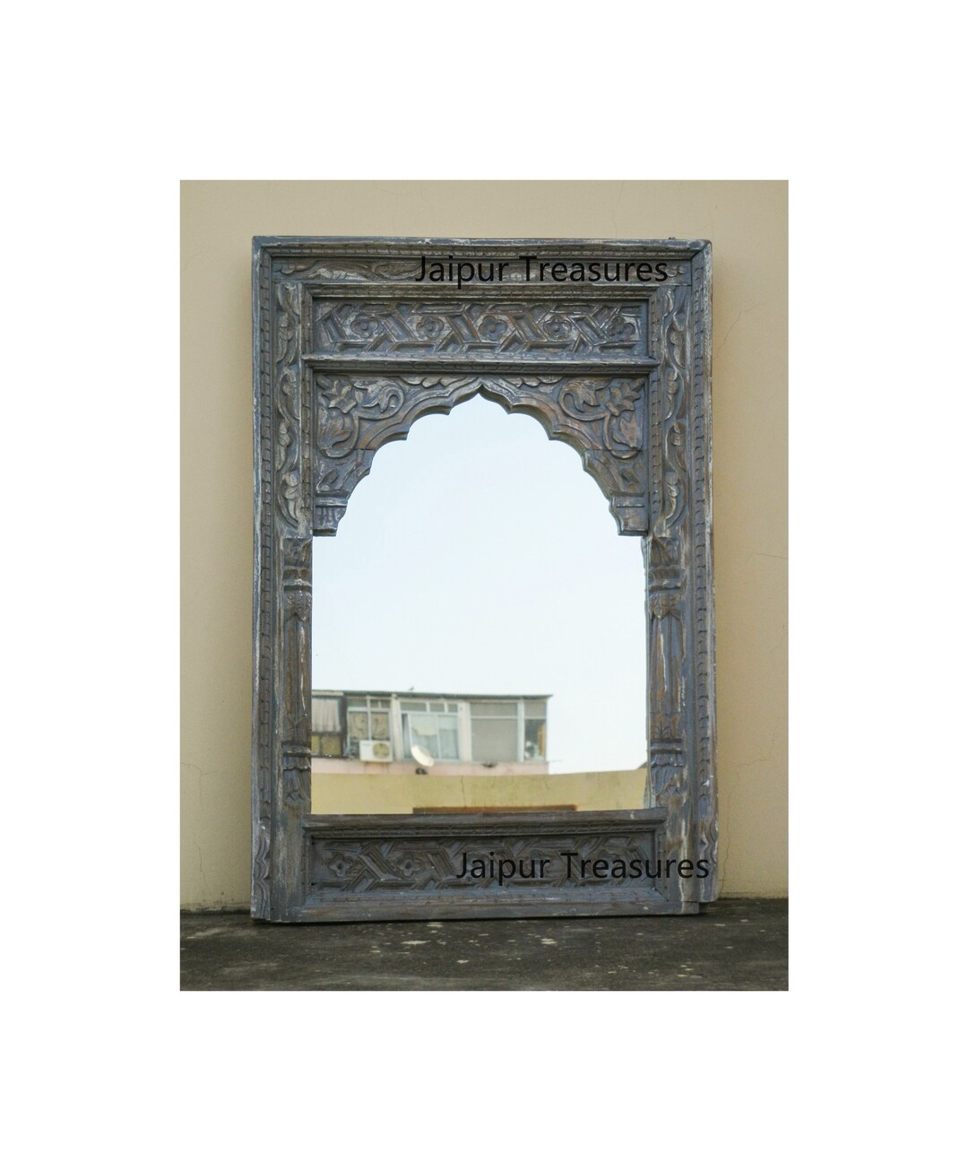 Wooden Carved Distress Jharokha, Mirror Frame, Wall Frame, Wall Decor ...
