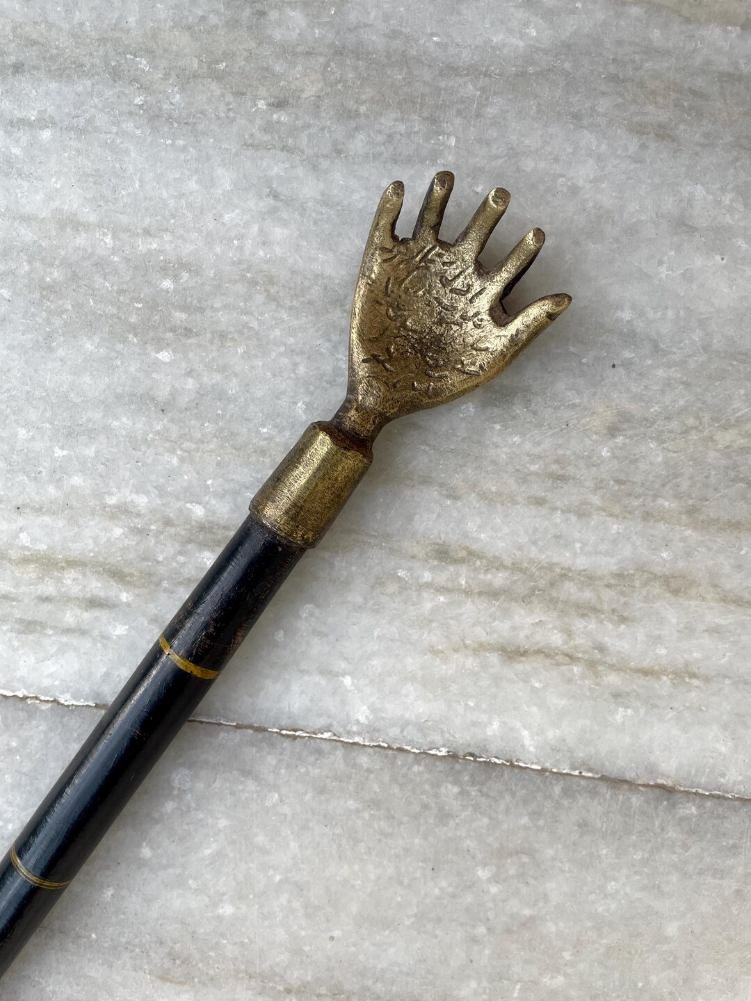Wood & Brass Vintage Back Scratcher, Back Massager, Massage Tool ...