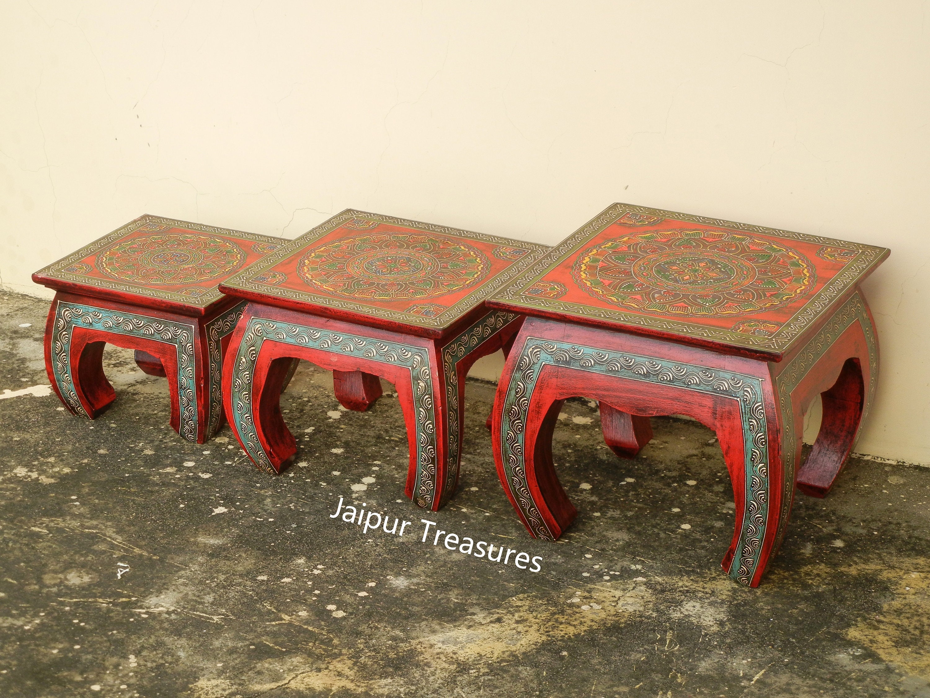 Wooden Indian Stool Footstool Ottoman Pouffe Bench chair | Etsy