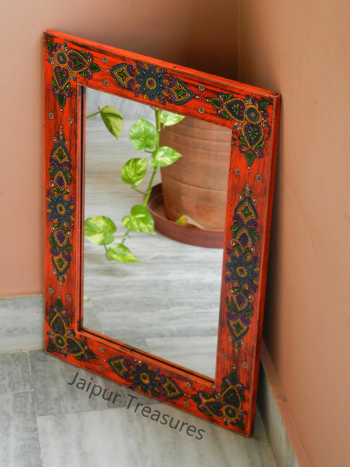 Wooden Wall Mirror Indian Traditional Ethnic Style Handmade - Etsy