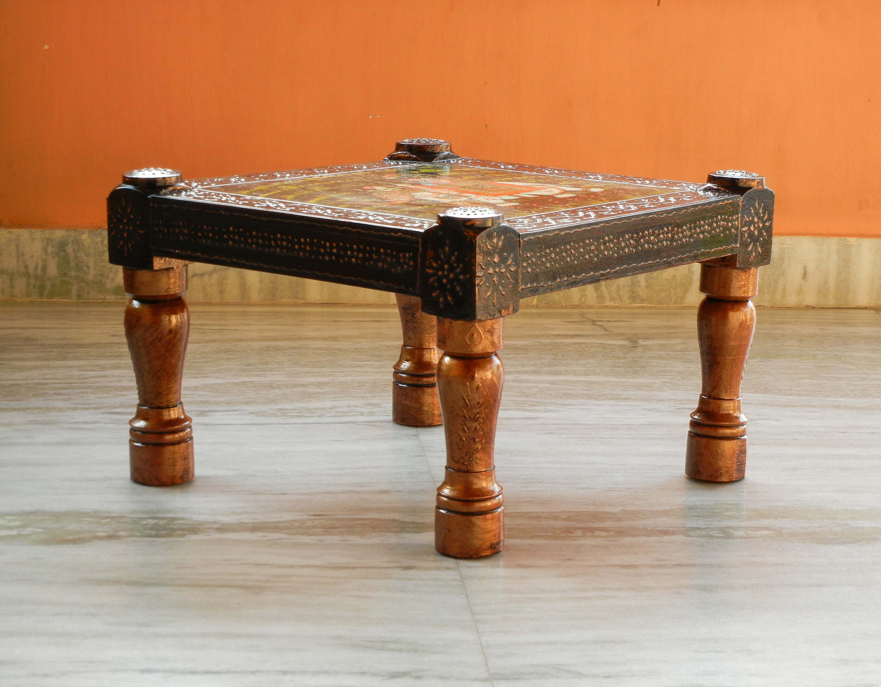 Wooden Pidha Chair Pouffe Ottoman Low Seat Stool | Etsy