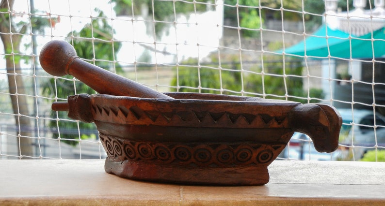 Vintage Old Wooden Mortar and Pestel Okhal Moosal Moosali - Etsy