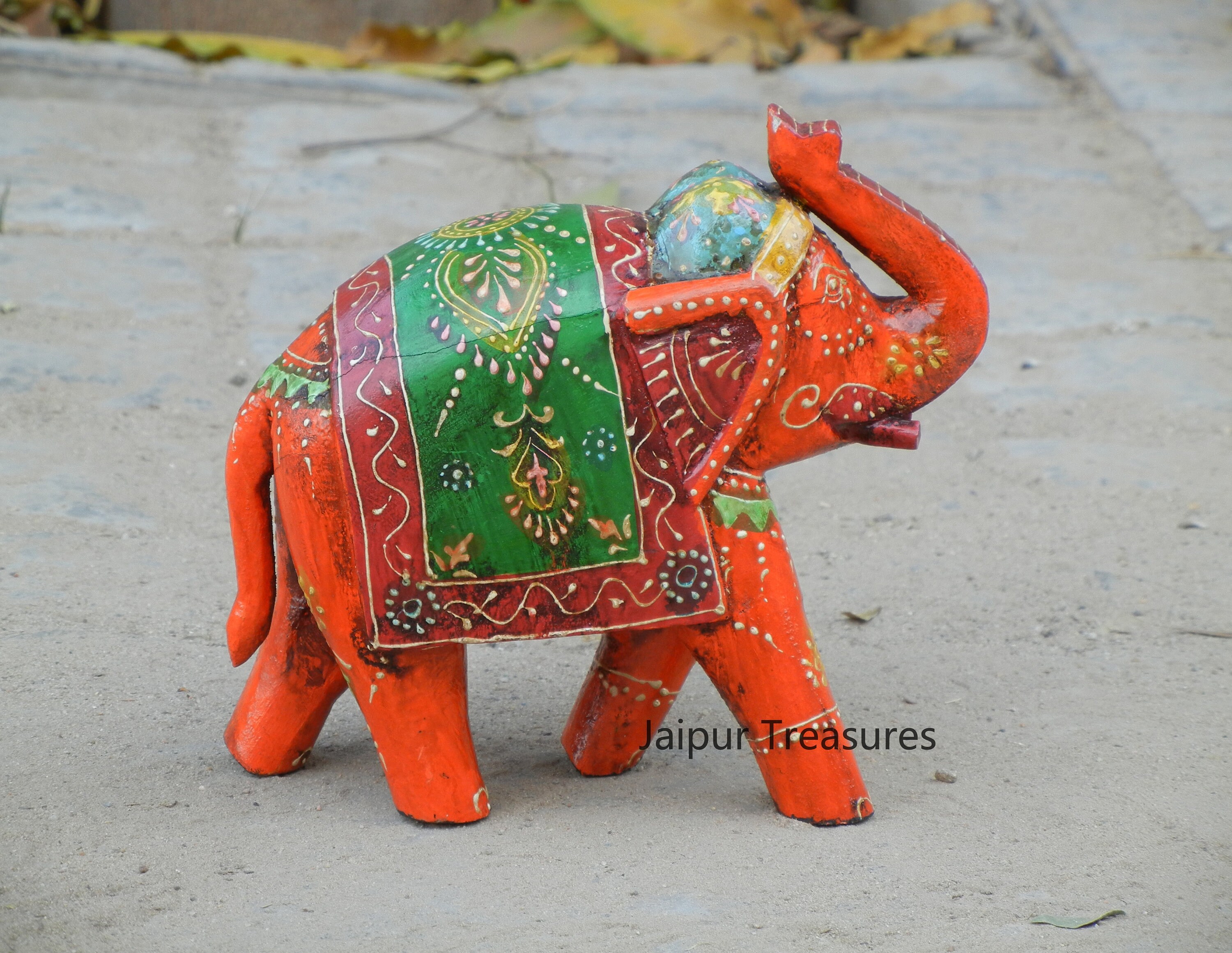 Wooden Colorful Elephant Statue Figure Showpiece Home - Etsy