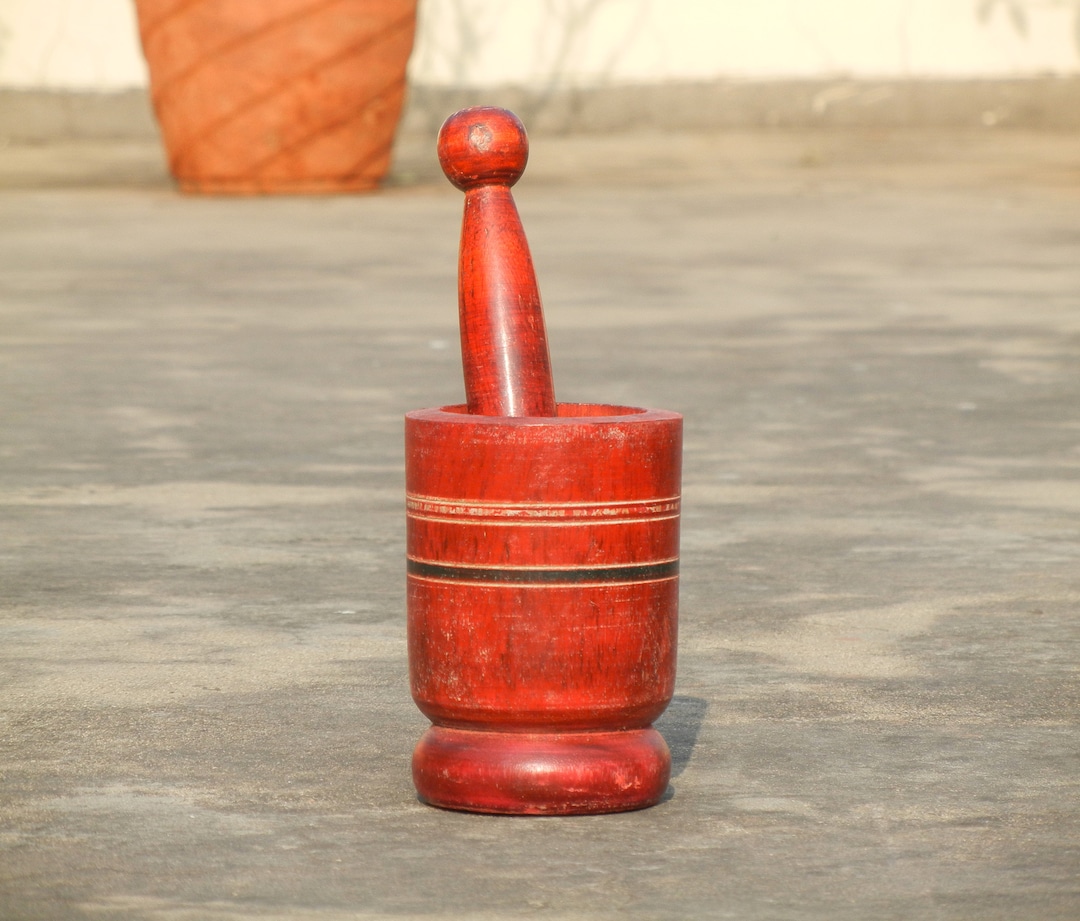 Vintage Old Wooden Mortar and Pestel, Okhal, Moosal, Moosali ...